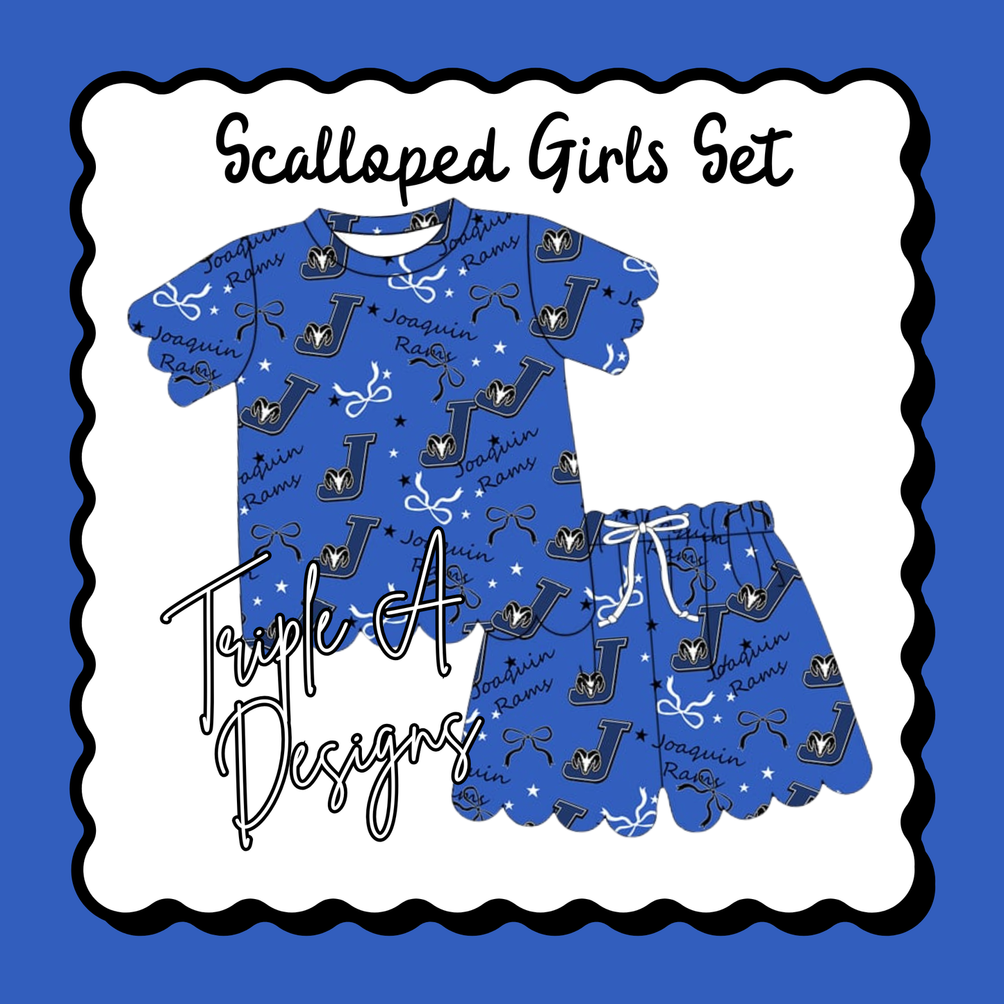 Preorder- Ends Jan 31st-Custom School Scalloped Girls Set-Joaquin ...